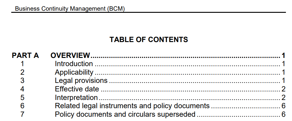 BNM Business Continuity Management Policy (Part A) by Bank Negara Malaysia